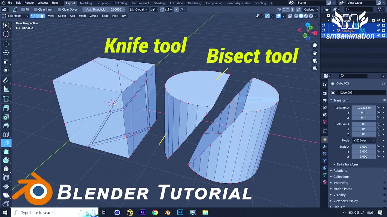 Knife Tool And Bisect Tool In Blender Blender Tutorial Blender