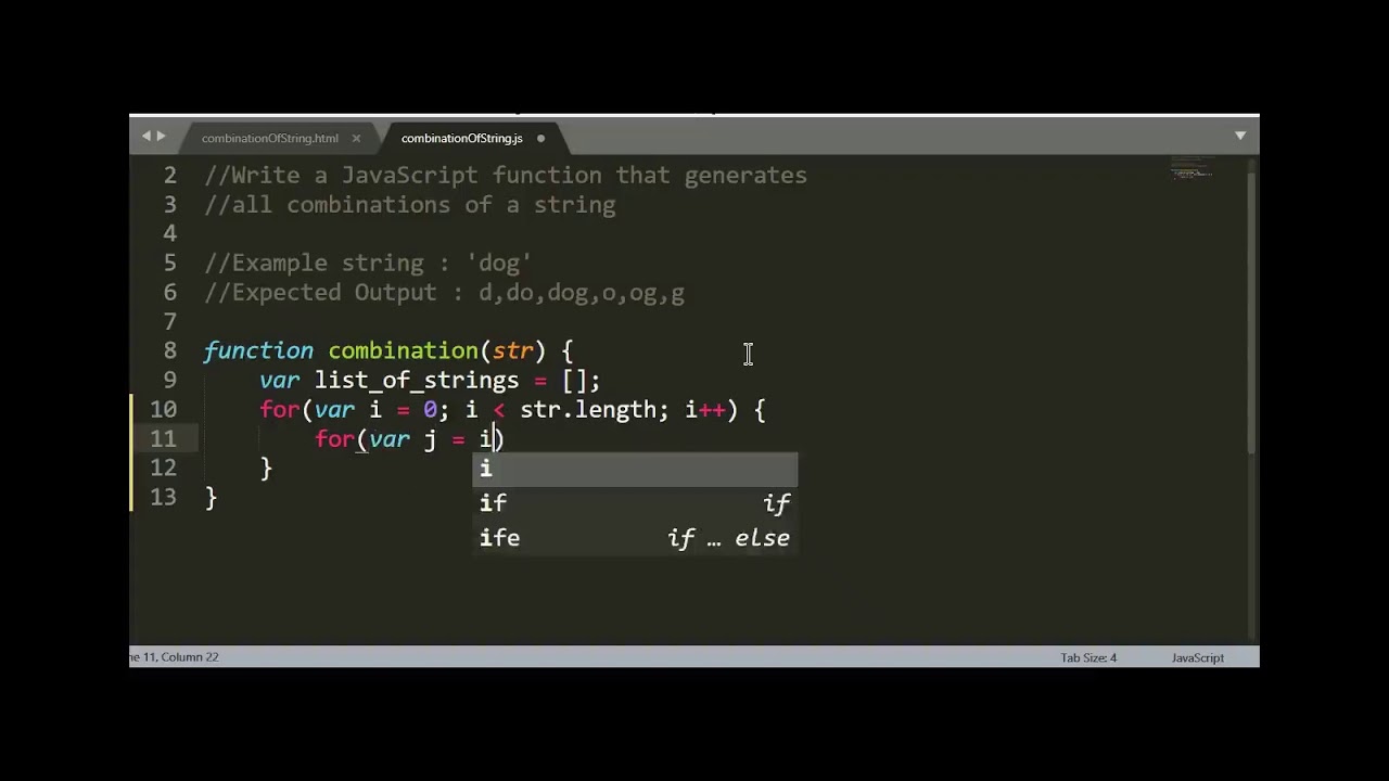 Write A Javascript Function That Generates All Combinations Of A String