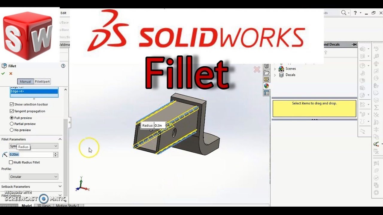 Solidworks Tutorial Basic Fillet Youtube