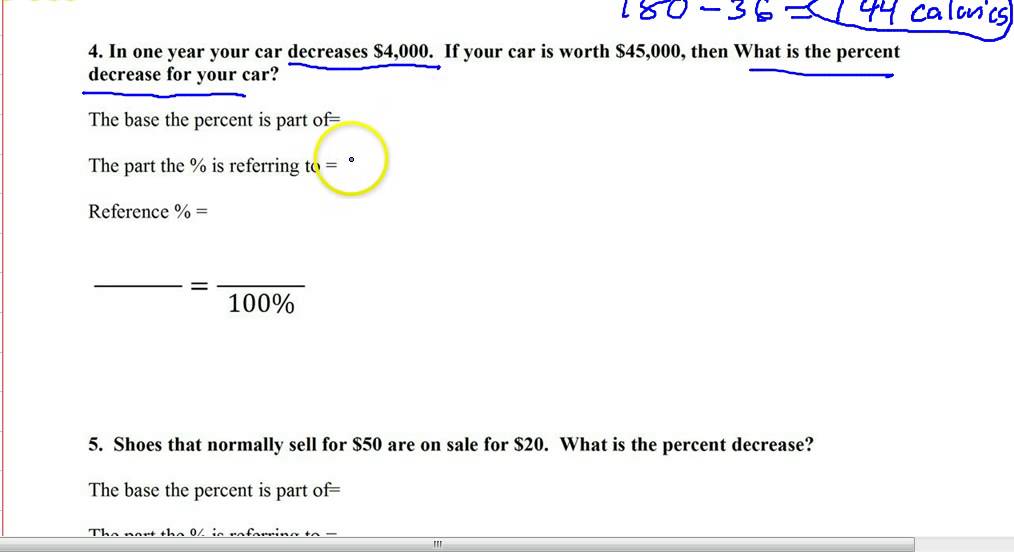 Percent Decrease Word Problems Youtube