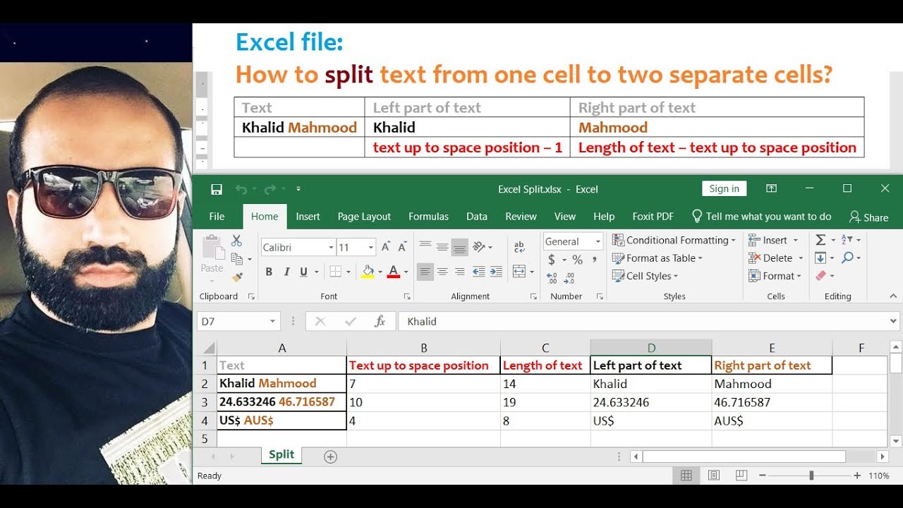 Microsoft Excel How To Split Text From One Cell To Two Separate Cells