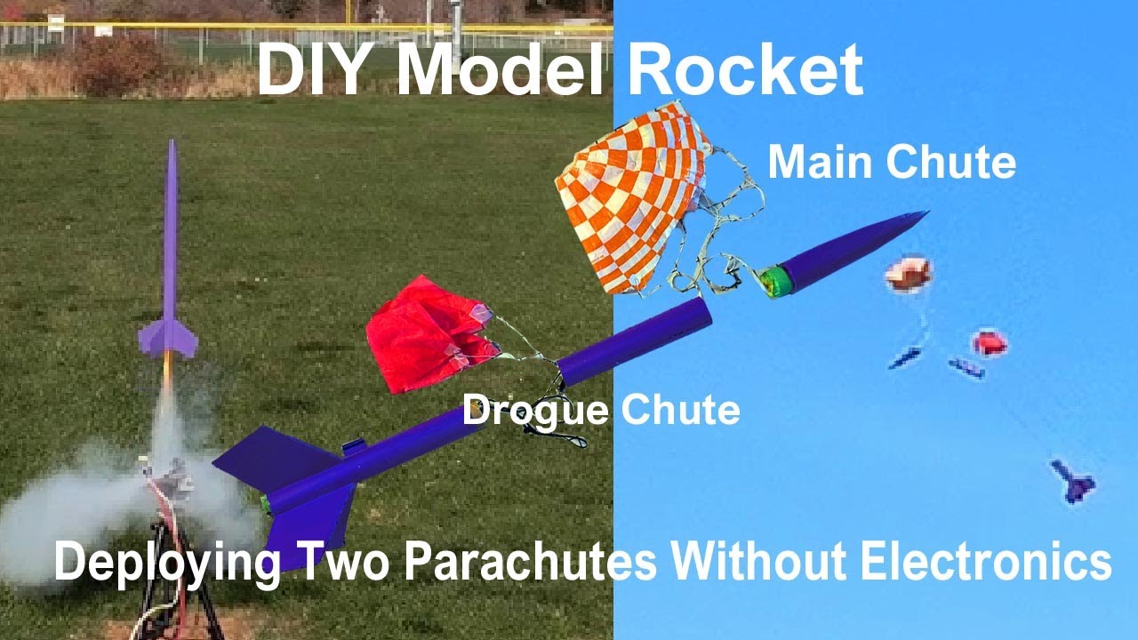 Deploying 2 Parachutes From A Model Rocket Without Electronics Youtube