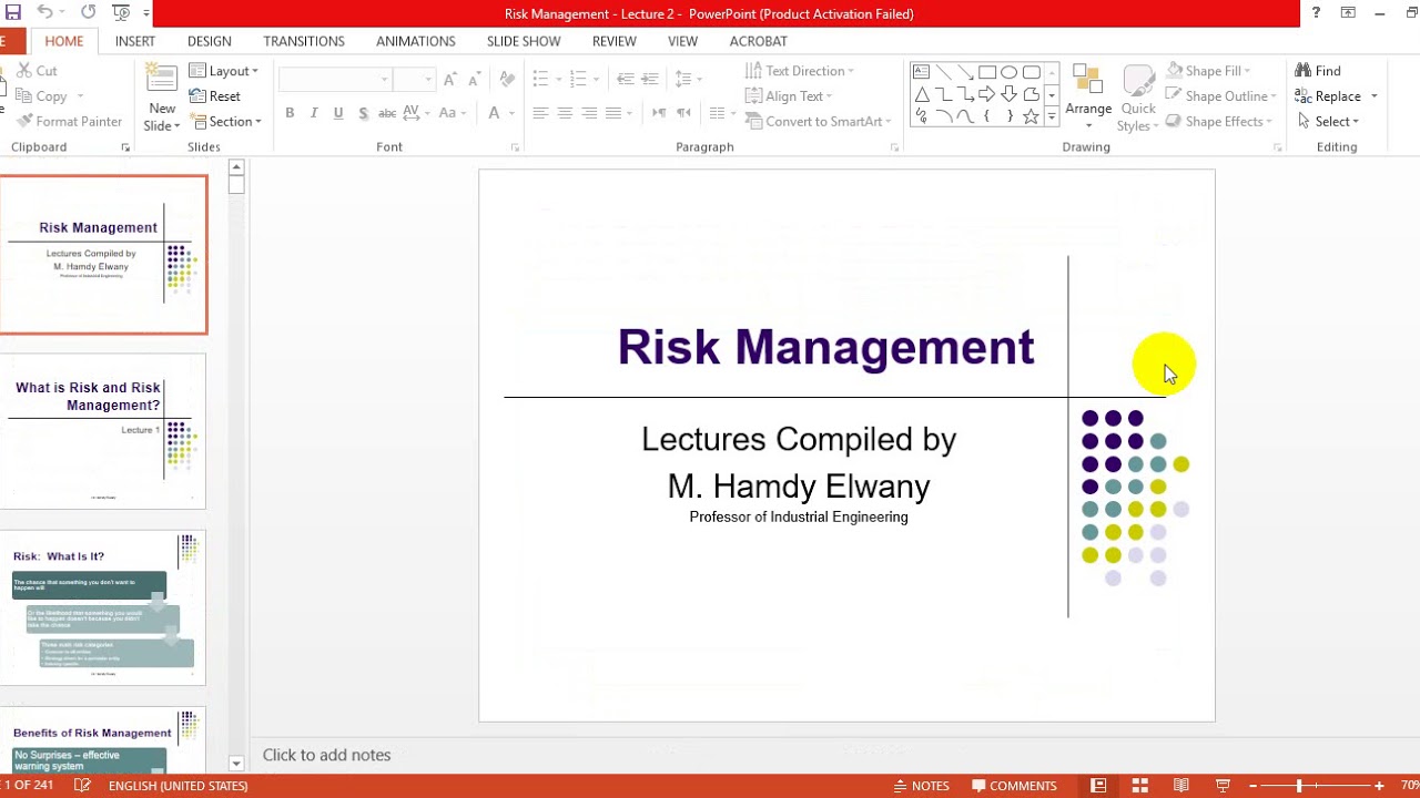 Project Risk Quality Management Lecture 1 1 4 Pm Mba Youtube