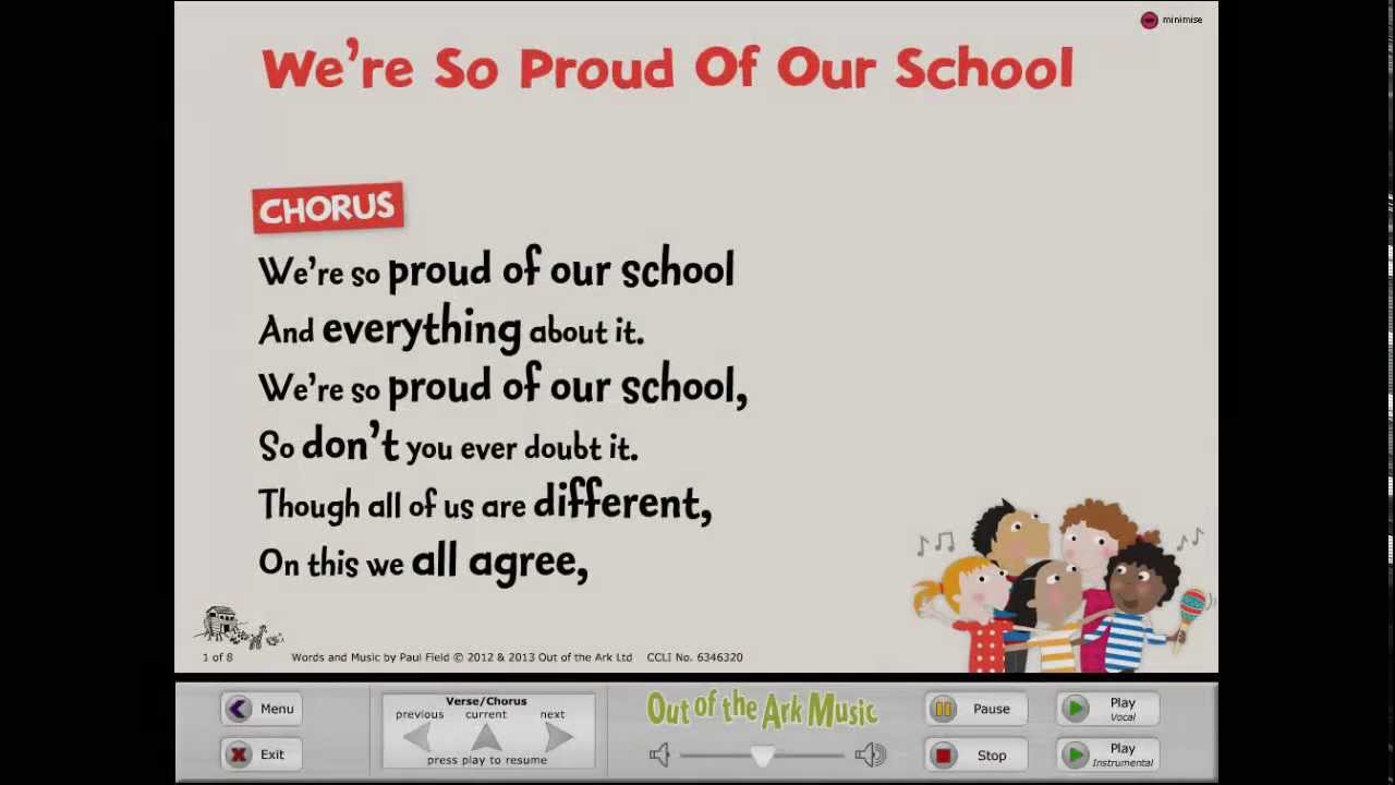 We Re So Proud Of Our School Sing Together Words On Screen