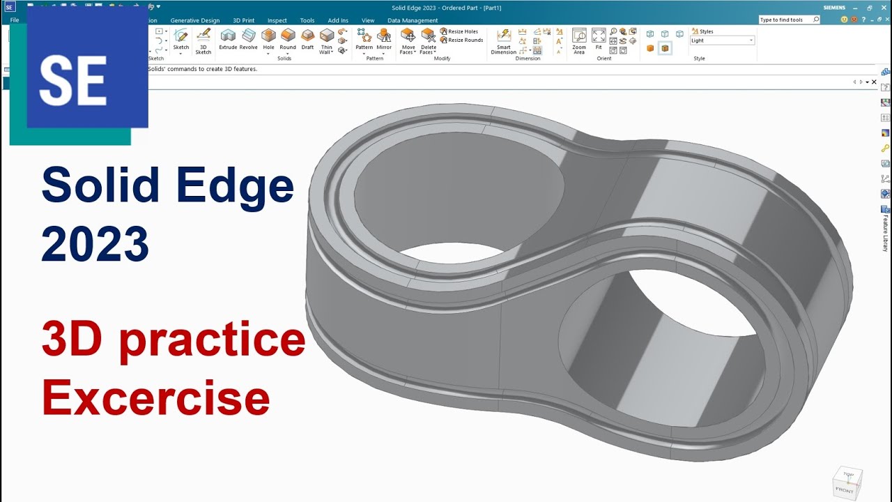 Solid Edge 2023 3d Practice Exercises Youtube