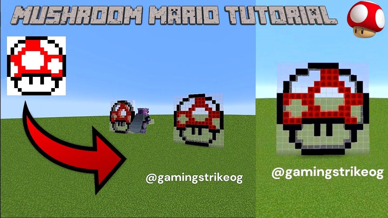 Minecraft Pixel Art Tutorial Mushroom Mario Tutorial Part 1 Youtube
