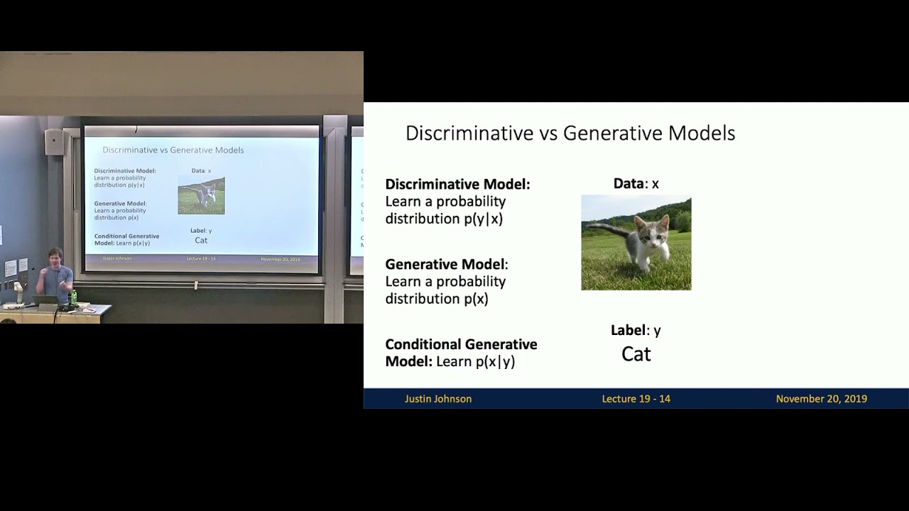 Lecture 19 Generative Models Part 1 Umich Eecs 498 007 Youtube
