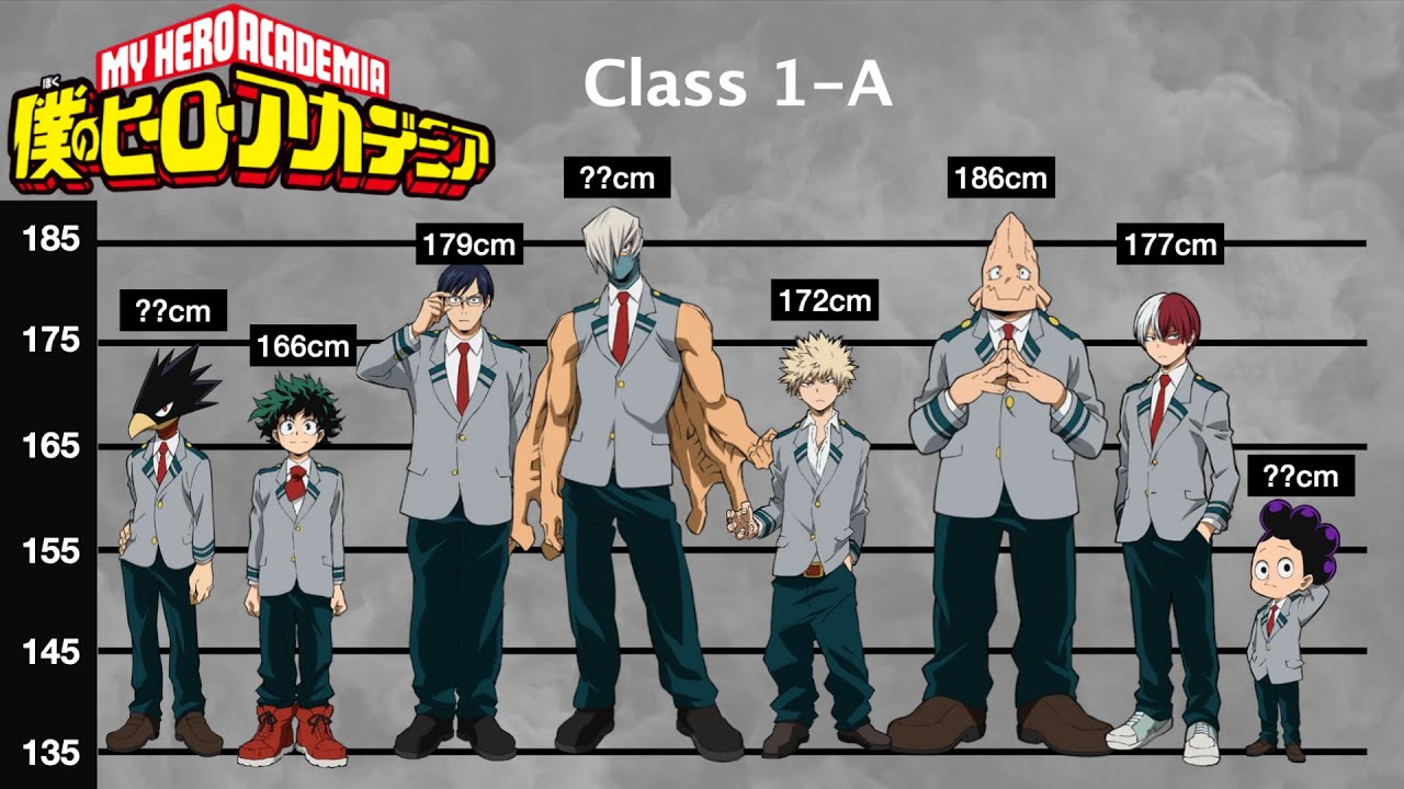 Hero Academia Height Comparison Class 1 A Boku No Hero Academia Youtube