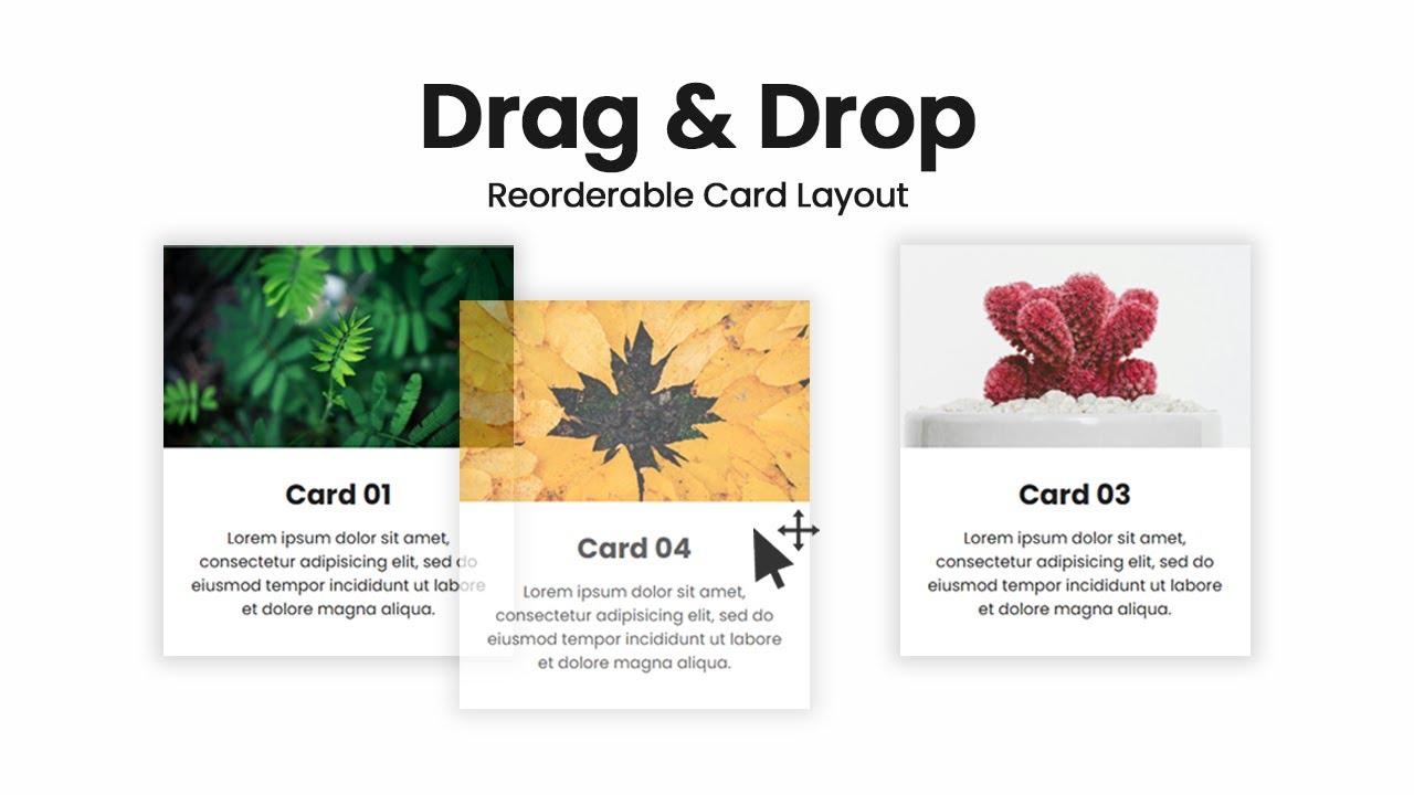 Reorderable Drag And Drop Sortable Card Layout For List Layouts