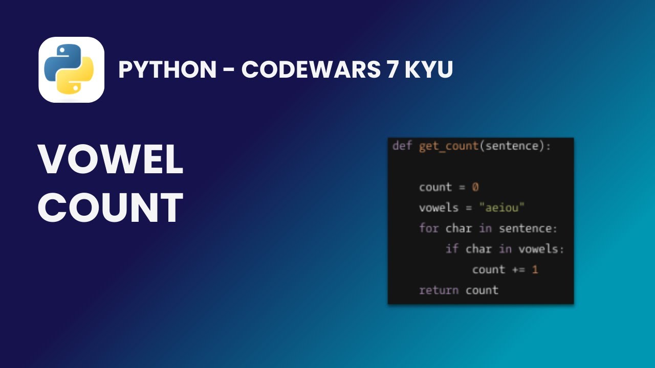 Python Vowel Count Codewars 7 Kyu Youtube