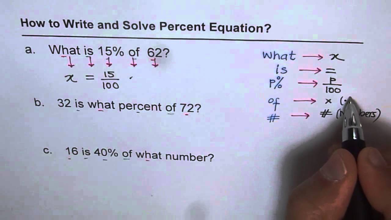 How To Write And Solve Percent Equations Edexcel Gcse Sat Youtube