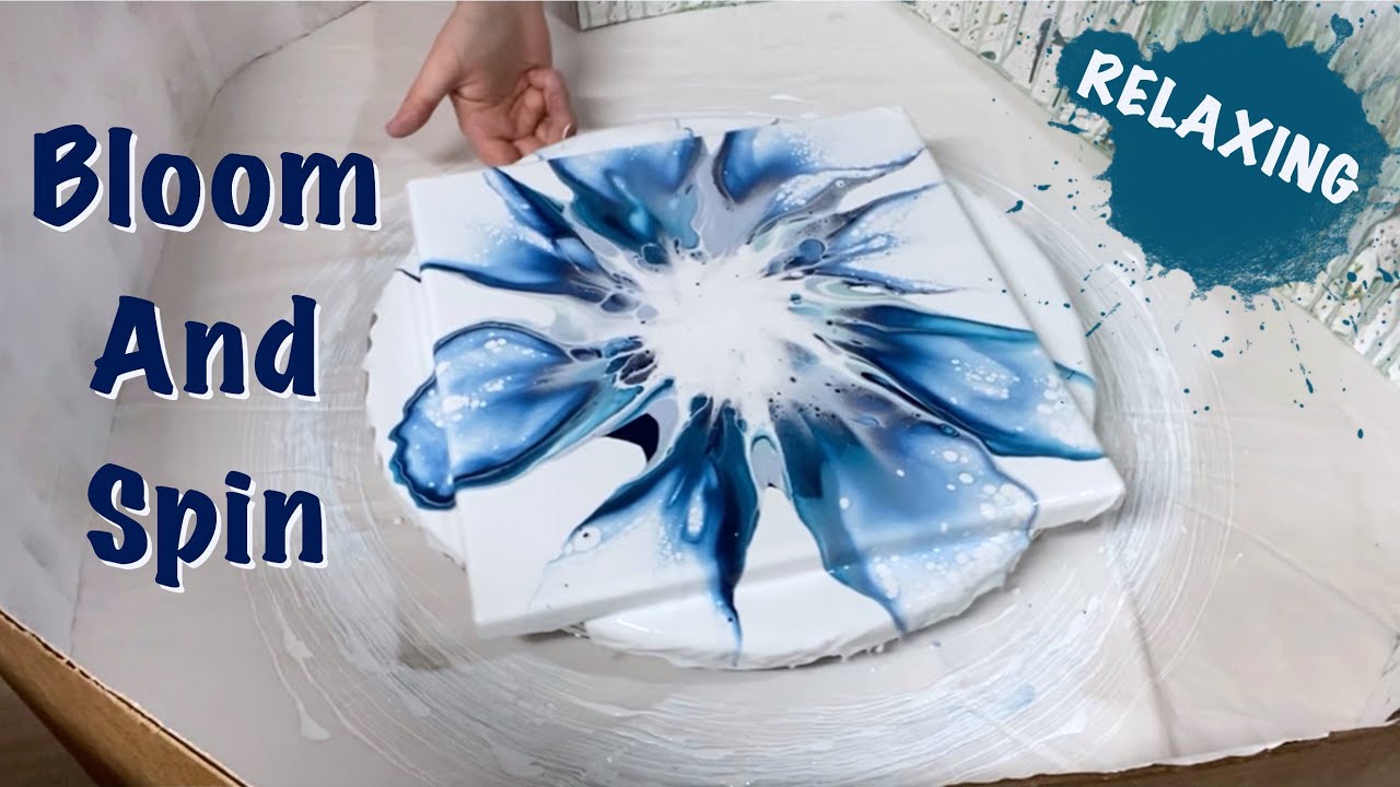 A Peaceful Blue Bloom And Spin ёятщ Instrumental Acrylic Pouring Youtube