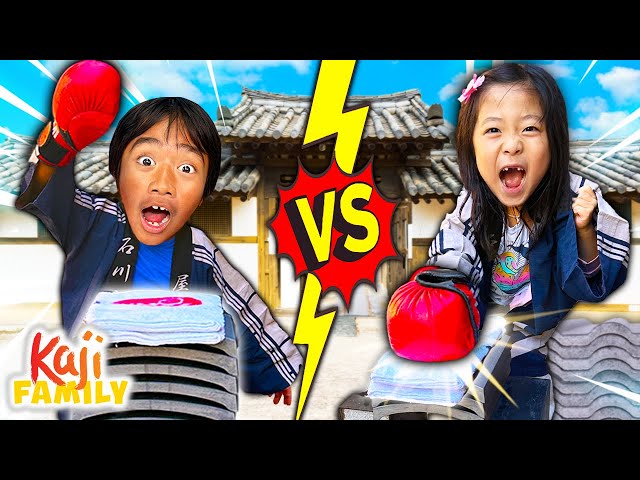 Brother Vs Sister Break Brick Challenge Videos For Kids