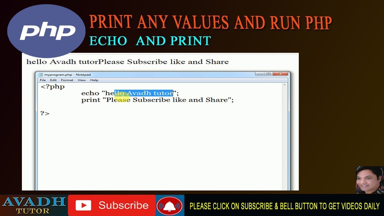 Echo Statement In Php Run Php Code Print Statement In Php Php