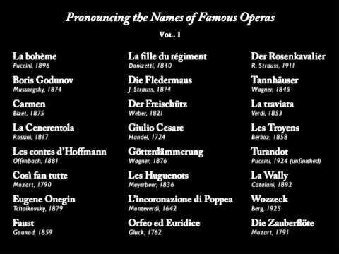 Pronouncing The Names Of Famous Operas Vol I Youtube