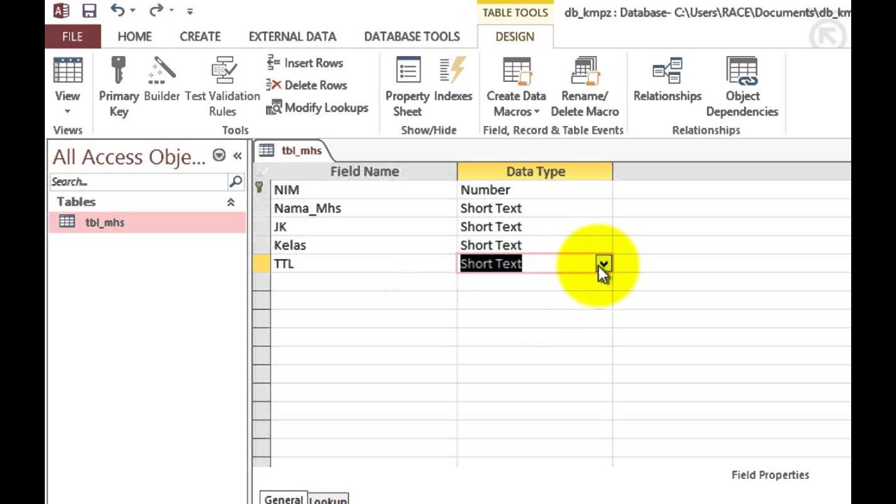 Tutorial Membuat Database Di Microsoft Access Youtube