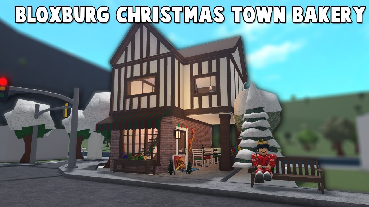 Building A Christmas Bakery In My New Bloxburg Town Youtube