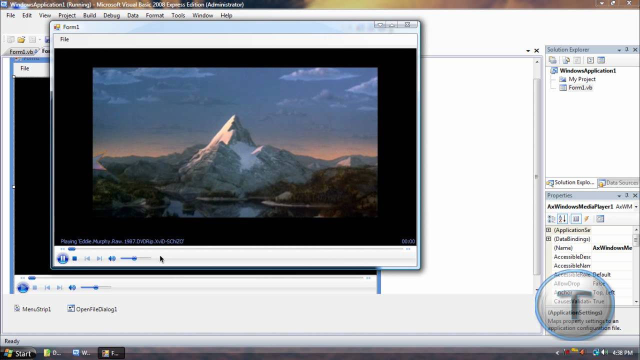 Windows Media Player For Visual Basic 2008 Youtube