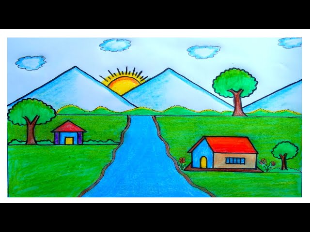 Easy Drawing Of Landscape Scenery