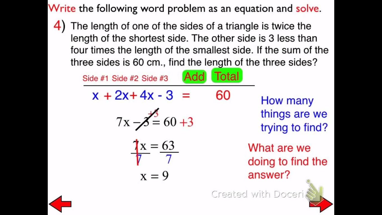 Multi Step Equation Word Problems Examples Tessshebaylo