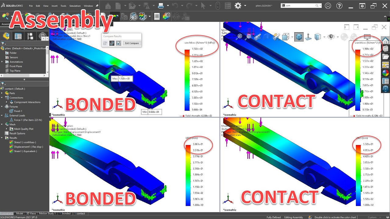 Solidworks Exercise 157 Types Of Component Interaction In Simulation