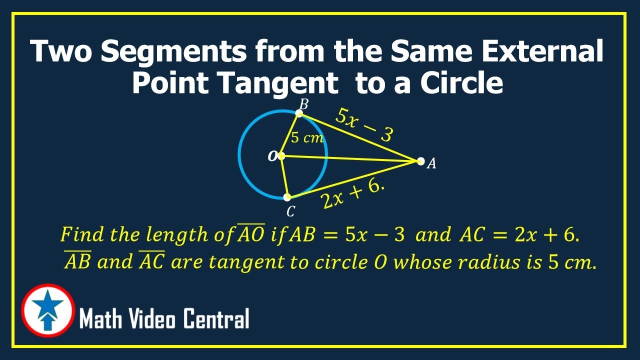 Two Segments From The Same External Point Tangent To A Circle Example