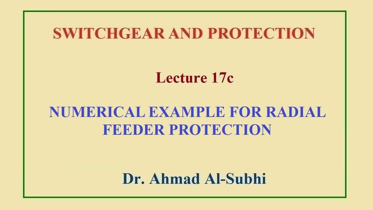 Switchgear And Protection Course Lecture 17c Numerical Example For
