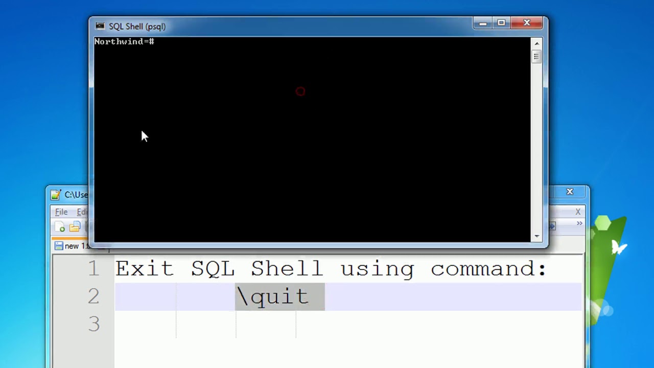 Postgresql Exit Sql Shell Using Command Youtube
