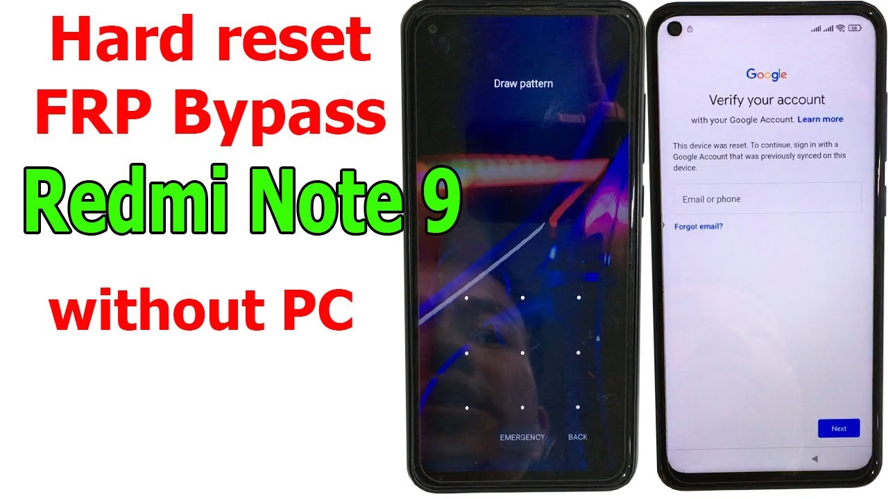 Xiaomi Redmi Note 9 Android 11 How To Hard Reset Frp Bypass Google