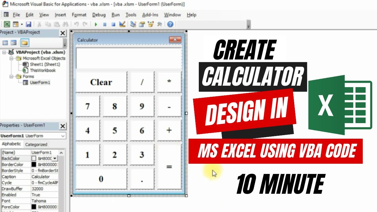 Creating Calculator In Excel With Vba Youtube