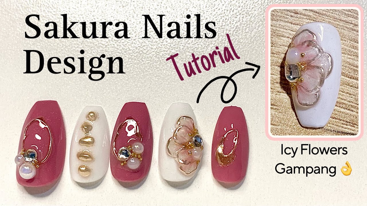 Sakura Nails Design Icy Flowers Easy Tutorial Youtube