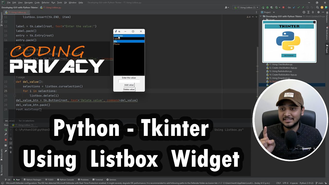 17 Listbox Widget In Tkinter Python Youtube