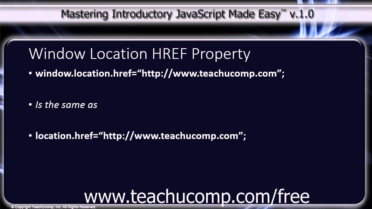 Javascript Training Tutorial Window Location Href Property Youtube