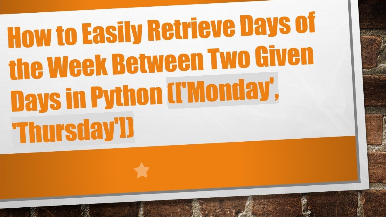 How To Easily Retrieve Days Of The Week Between Two Given Days In