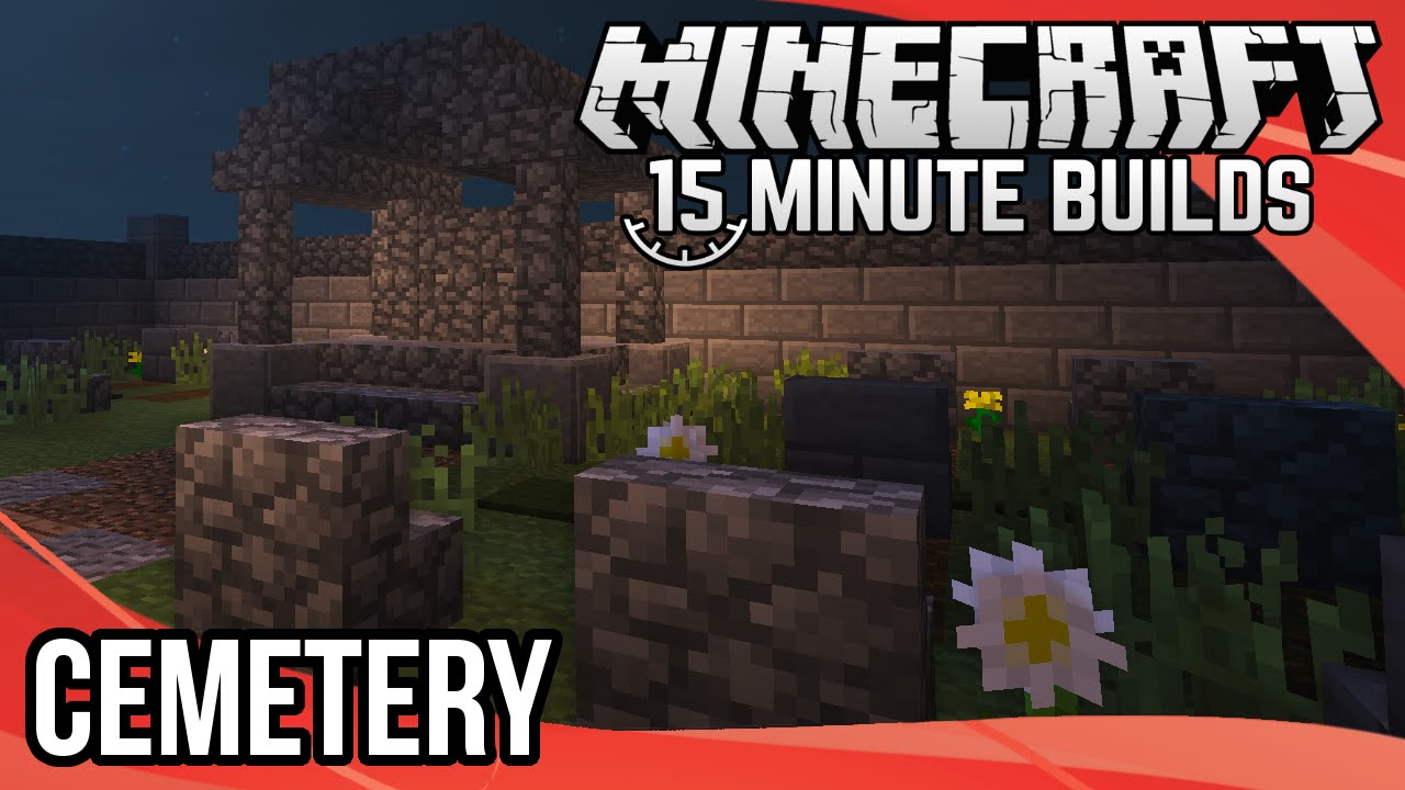Minecraft 15 Minute Builds Cemetery Graveyard Youtube
