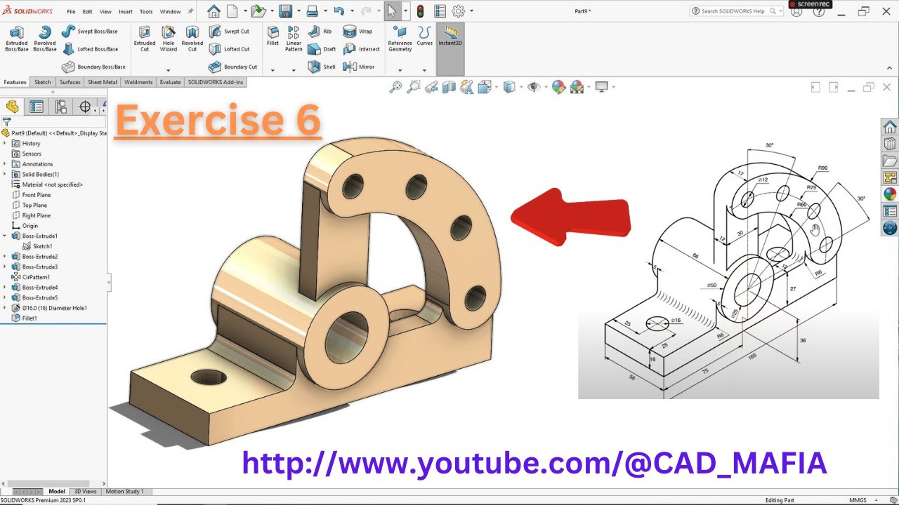 Solidworks Tutorial For Beginner Exercise 6 Solidworks Basic Part