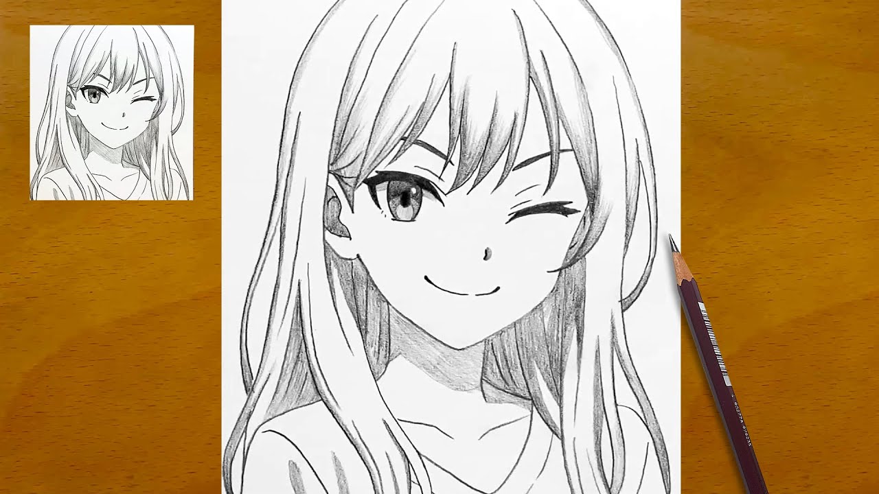 How To Draw A Winking Anime Girl Easy Anime Drawing Tutorial