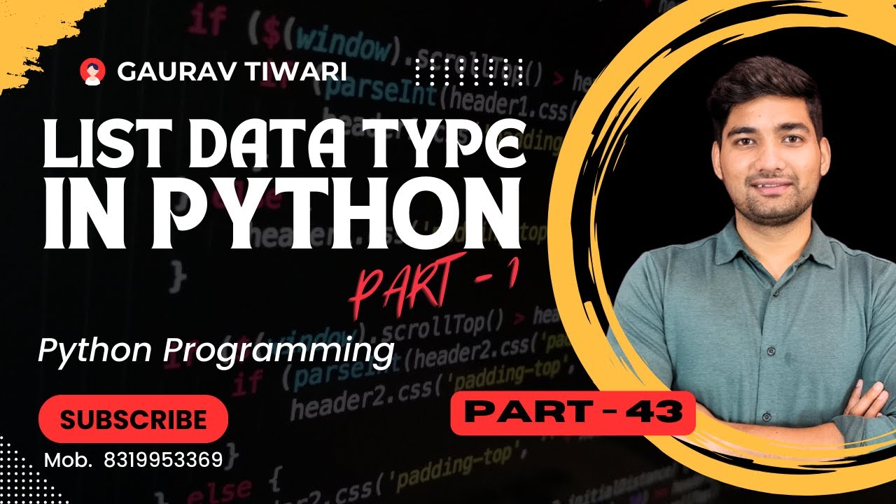 List Data Type In Python Part 1 Youtube