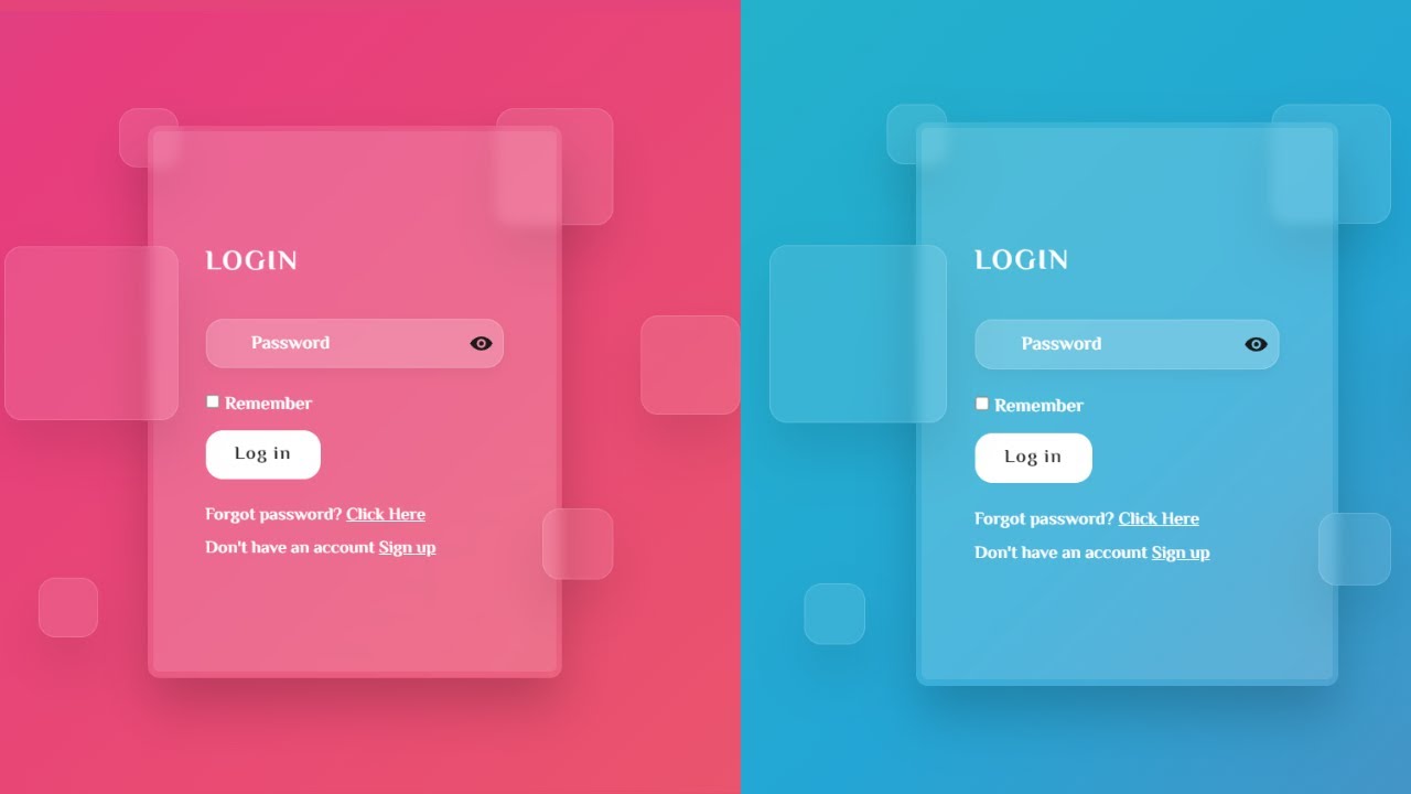 Colorful Transparent Login Form Design Using Html Css Tutorial With