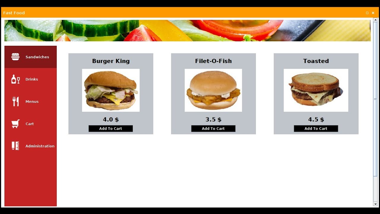 Java Fast Food Management System Gui Built With Reflectionui Youtube