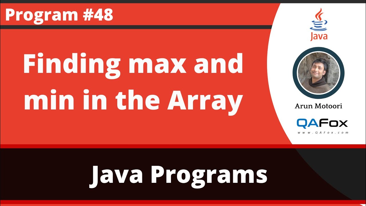 Java Program To Find The Maximum And Minimum In The Given Array Youtube