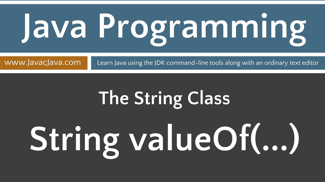 Learn Java Programming String Class Tutorials Valueof Youtube