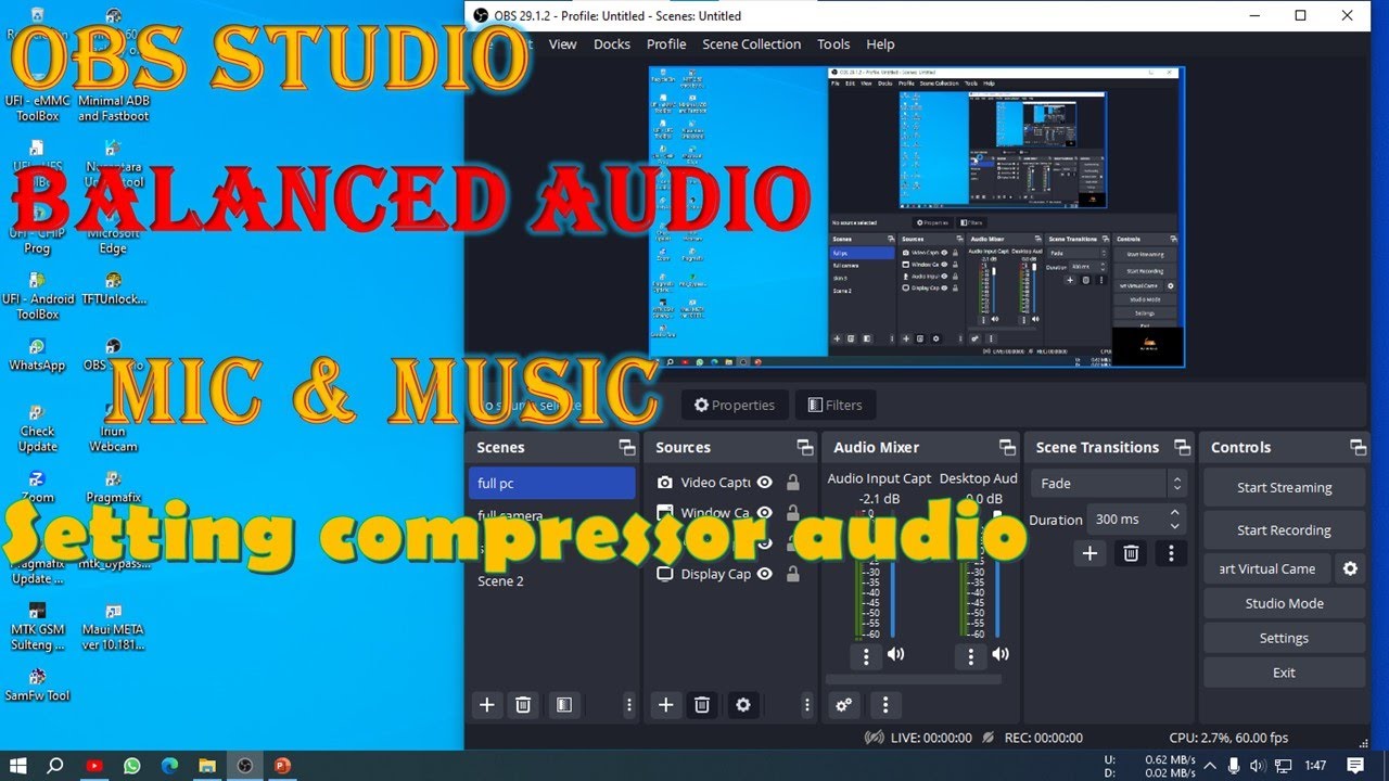 Setting Audio Obs Studio Balance Mic Dan Music Obs Setting Audio