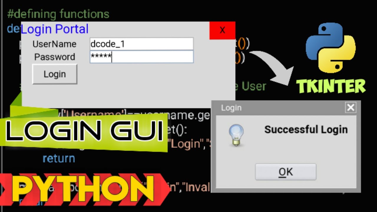 Login Gui Python Project Tkinter Module Youtube
