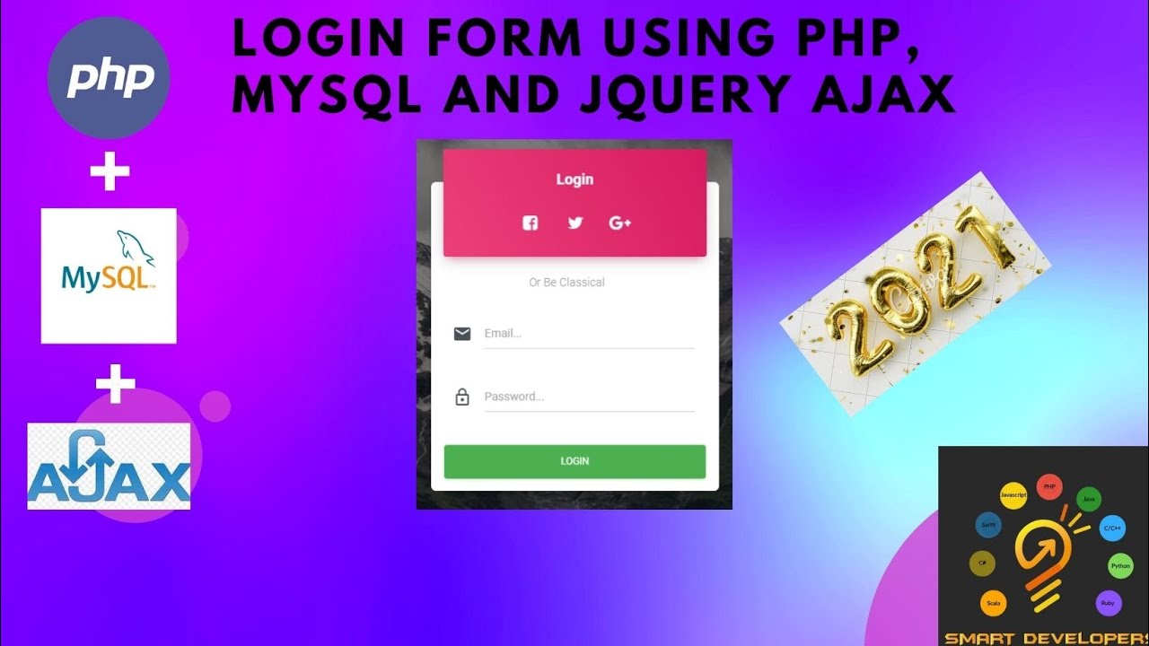 Login System Using Php Mysql And Jquery Ajax 2021 Youtube