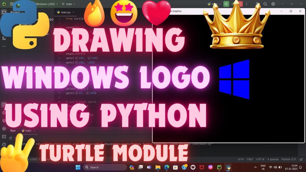 Drawing The Windows Logo Step By Step Python Turtle Tutorial Python
