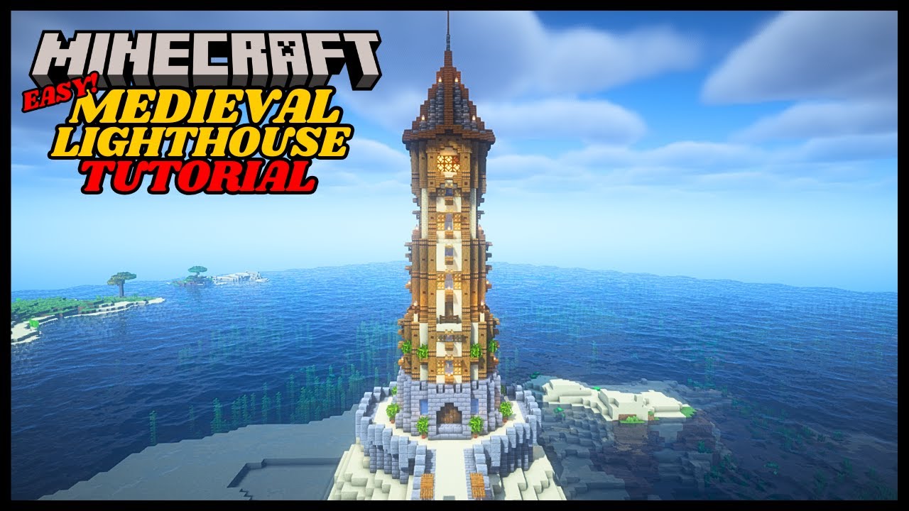 Minecraft Easy Medieval Lighthouse With Working Lights Tutorial