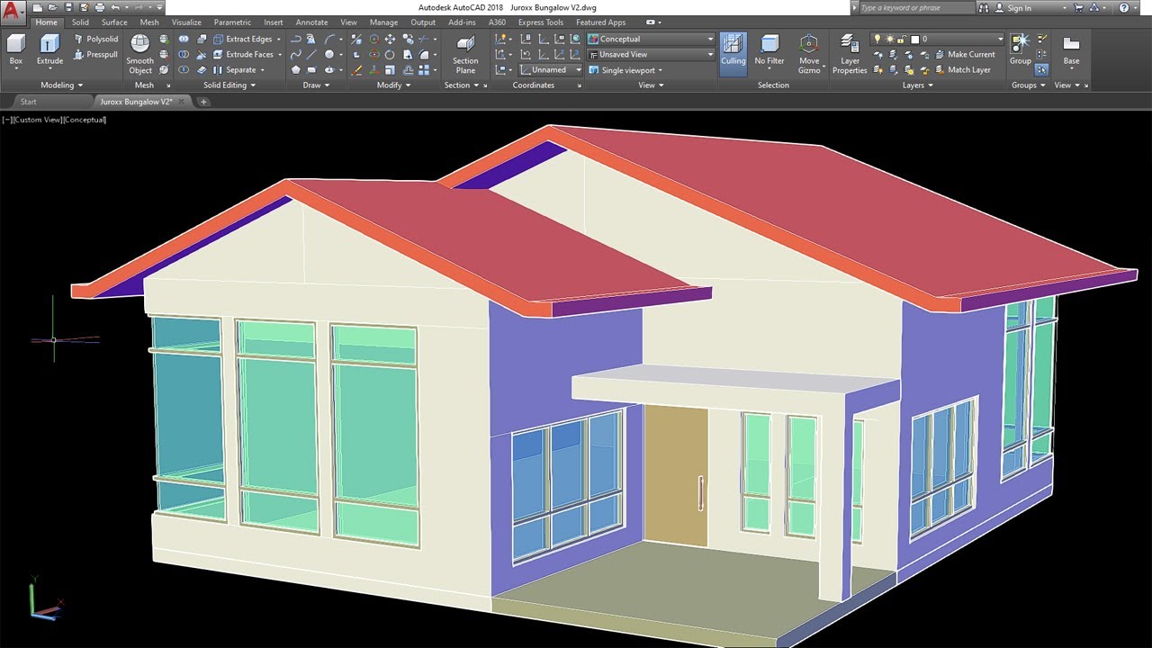 Autocad 3d House Modeling Tutorial Beginner Basic Youtube