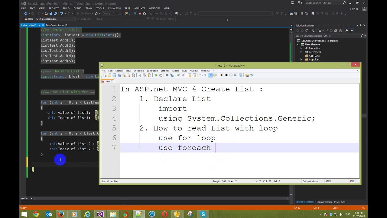 How To Use List Collection On Asp Net Mvc 4 Youtube