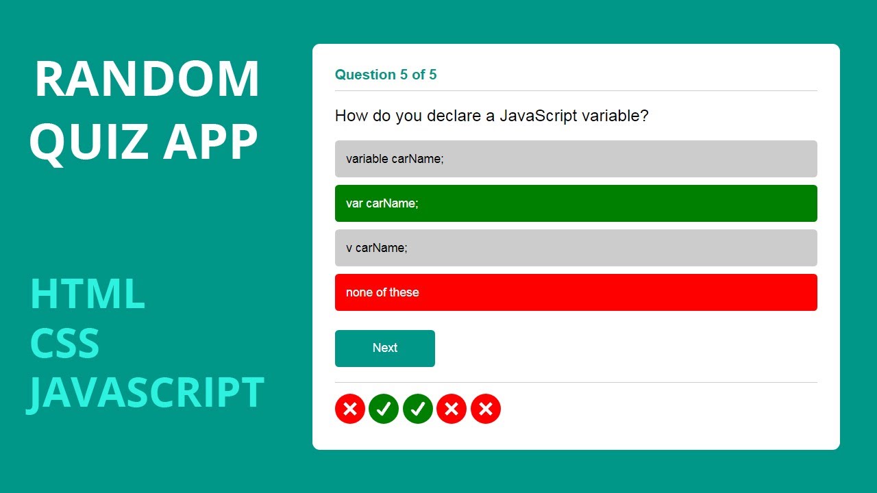 1 Random Quiz Application Using By Html Css Javascript Youtube